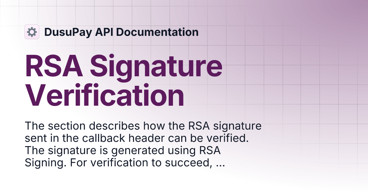 RSA Signature Verification | DusuPay API Documentation